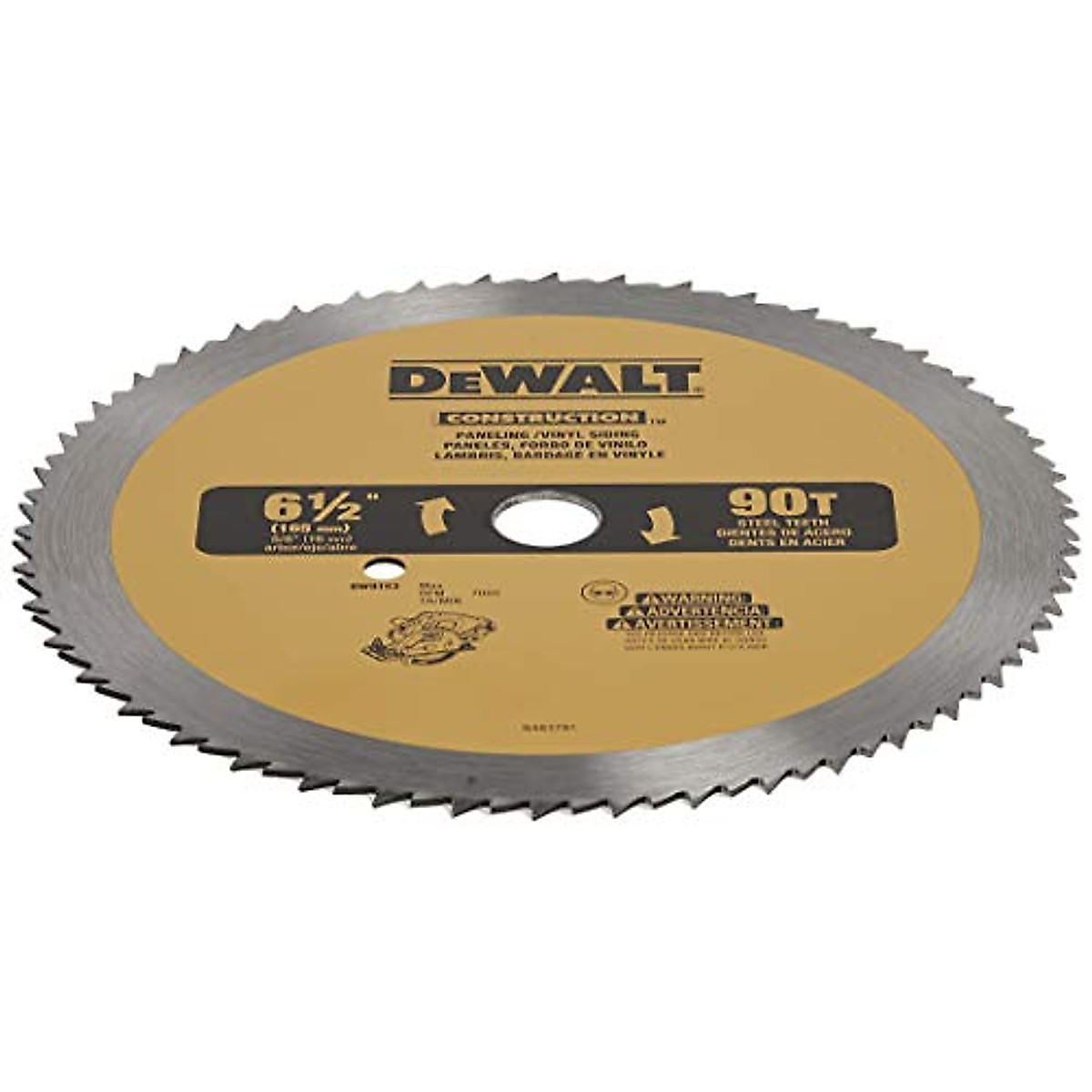 DEWALT Circular Saw Blade, 6 1/2 Inch, 90 Tooth, Vinyl Cutting (DW9153)