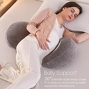 BATTOP Pregnancy Pillow Wedge for Belly Support,Portable Pregnancy Pillows for Sleeping Support Legs,Back,Knees,Adjustable Maternity Wedge Pillow with Removable Cover,Travel Pregnancy Pillow