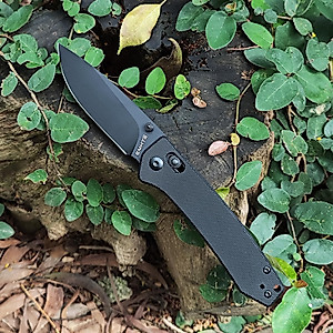 EMHTiii Pocket Knife Folding Knives: 3.14" Stainless Steel Black Blade, G10 Scales