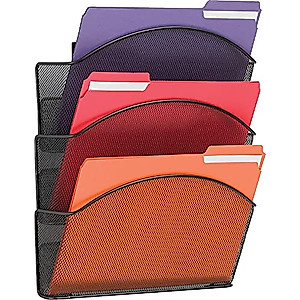 SAF5652BL - Safco Onyx Mesh Triple Letter Size Wall Pocket
