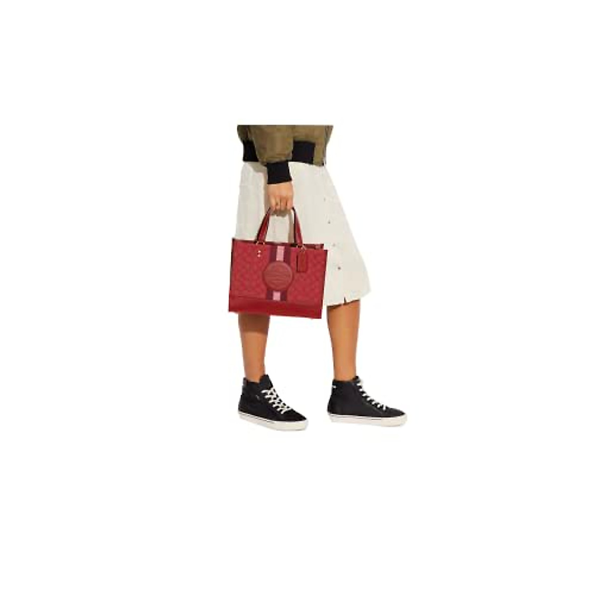 COACH Dempsey Carryall In Signature Jacquard With Stripe Patch (IM/Red Apple Multi)