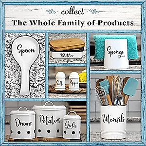 Home Acre Designs Sponge Holder for Kitchen Sink - Ceramic Porcelain Cup for Sponges - Rustic Farmhouse Decor - White