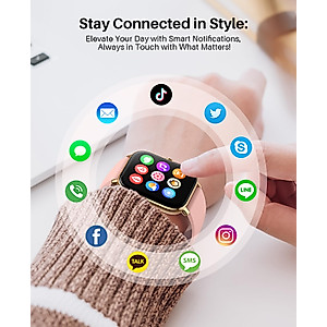 Smart Watch for Android for Women, 1.91" Touch Screen Fitness Tracker with Heart Rate Blood Oxygen Sleep Monitor, IP68 Waterproof Bluetooth Smartwatch Answer Make Call, Compatible Android iOS iPhone