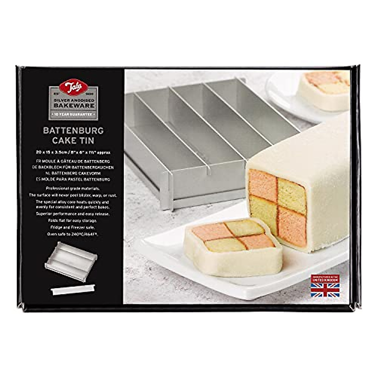 Tala 10A21459 Battenberg Battenburg Cake Pan, Commercial Weight Anodised Aluminium, Silver, 20 x 15 x 4cm (8 x 6 x 1.5)