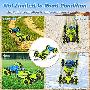 Fosgoit Gesture RC Car, 2.4GHz 4WD Gesture Sensing RC Stunt Car Toys for 6-12 yr Boys Girls, Drift Hand Controlled Remote Control Twist Cars Offroad 360° Rotation with Lights Music for Birthday Gifts