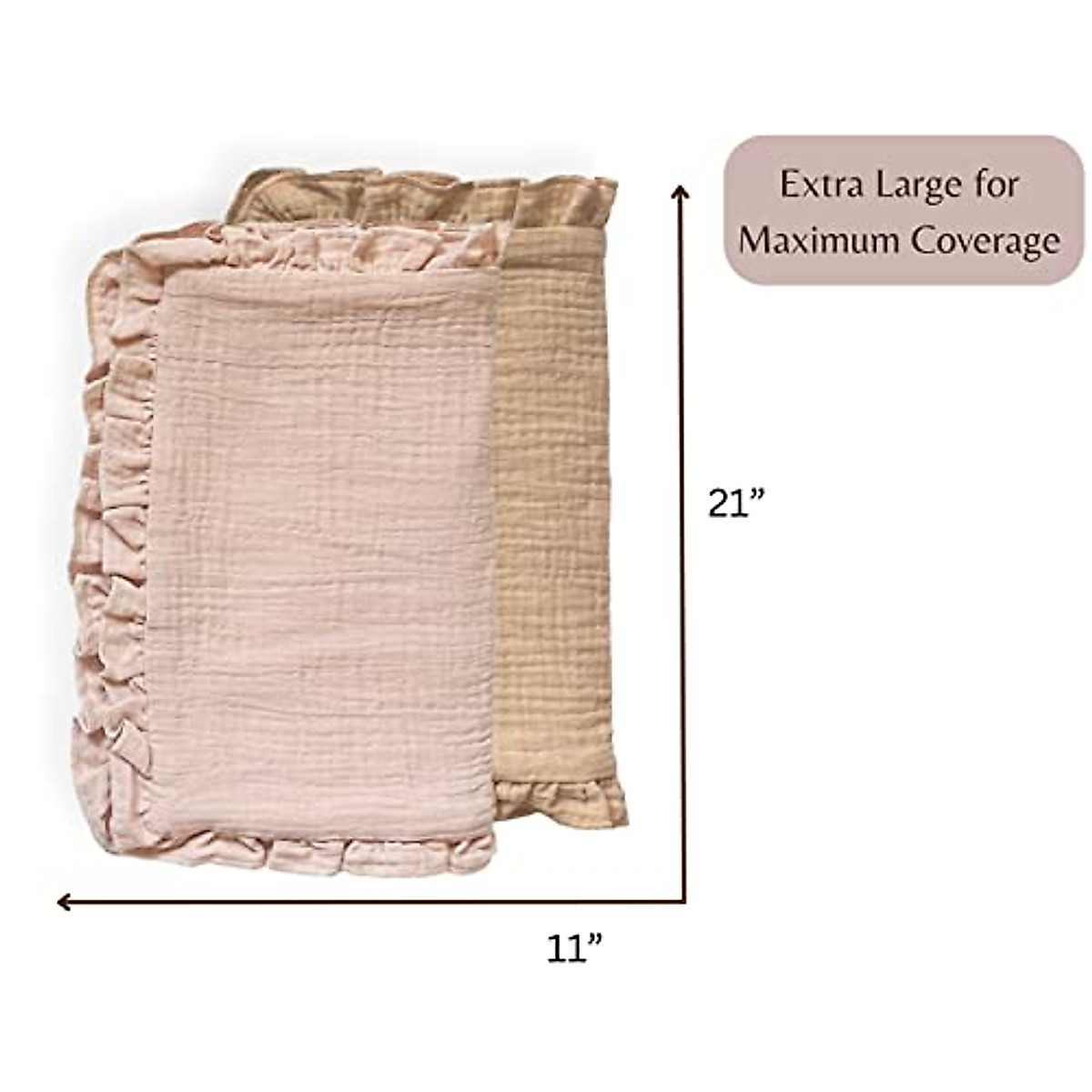 Leyl&Ari Baby Girl Newborn Essentials | Baby Girl Gift | Ruffle Muslin Burp Rags (Dusty Rose & Sand Set)