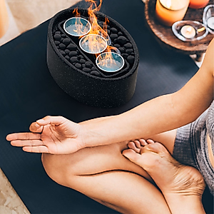 Vizayo Tabletop Fire Pit for Patio - 14.2 x 10.2 inch Indoor Outdoor Table Top Firepit Bowl - Use Gel Fuel Cans, Bioethanol or Isopropyl Alcohol - Tabletop Fireplace for Balcony, Patio Decor - Black