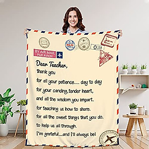 Teacher Gifts for Women Blanket, Teacher Appreciation Gifts from Students, Personalized Teacher Gifts for Daughter Friends, Ultra-Soft Flannel Throw Blanket for Bedding Sofa 50 X 60 in