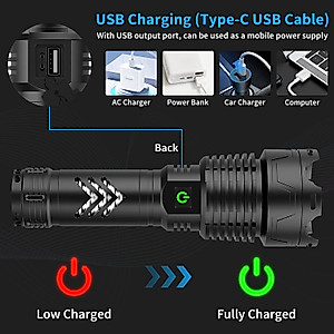 Alifa Rechargeable Led Flashlight 990000 High Lumens, Brightest Powerful Handheld Flashlight,Xhp160.9 Zoomable IPX5 Waterproof Super Bright Flashlight with 5 Modes