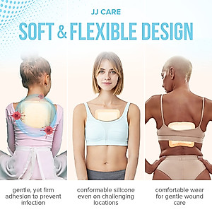 JJ CARE Silicone Foam Dressing 6x6 [Pack of 10], Silicone Bandages for Wounds, Waterproof Wound Dressing with Silicone Adhesive Border, Absorbent Bed Sore Bandages for Wound Care