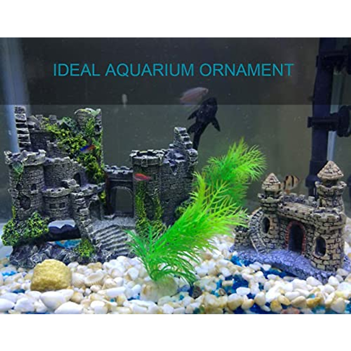 SLOCME Aquarium Ornaments Resin Castle Decorations - Fish Tank Supplies Accessories, Eco-Friendly Fish Tank Castle Aquarium Ornament