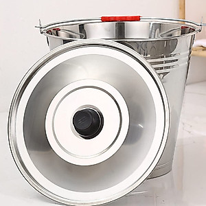 Hemoton Metal Bucket with Lid, Stainless Steel Milk Pail Bucket with Lid+ Handle, Durable Bucket for Heavy Loads, Compost, Milk Pail