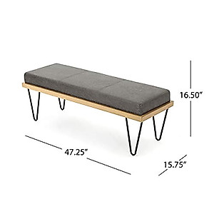 Christopher Knight Home Elisha Industrial Modern Microfiber Bench, Slate / Matte Black