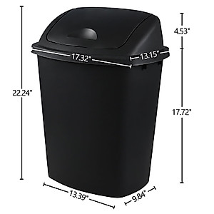 Wekioger 4-Pack 10 Gallon Plastic Swing Top Trash Can, Kitchen Garbage Can with Swing Lid, Black