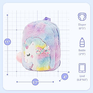 OUOZZZ 11" Cute Animal Toddler Backpack for Girls, Soft Plush Bag Mini Travel Backpacks with Adjustable Strap