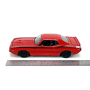 Jada Toys Big Time Muscle 1:24 1973 Plymouth Barracuda Die-cast Car Red/Black, Toys for Kids and Adults