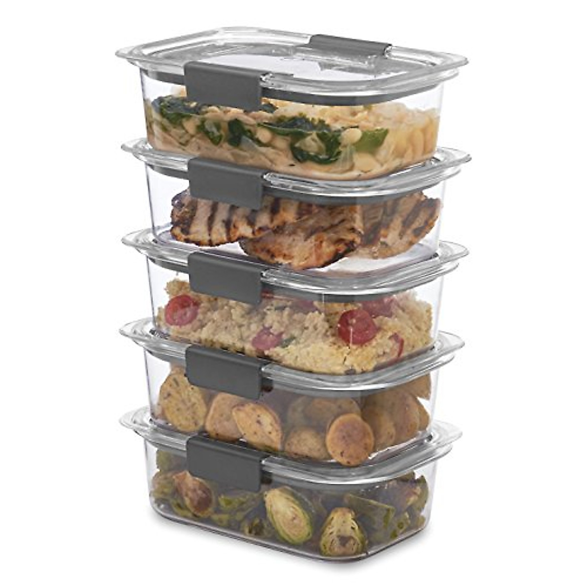 Rubbermaid Brilliance Storage 24-Piece Plastic Lids | BPA Free, Leak Proof Food Container, Clear & Brilliance Food Storage Container, BPA free Plastic, Medium, 3.2 Cup, 5 Pack, Clear