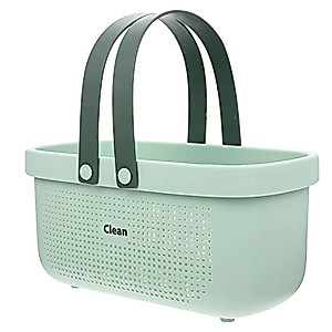 Zerodeko Shower Caddy Basket Plastic Toiletry Bag Bin Cleaning Caddy Organizer Storage Tote with Handles for Bathroom College Dorm Room Green