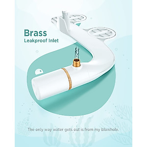 Ciays Bidet Attachment for Toilet Ultra-Slim Bidet Sprayer with Pressure Controls Non-Electric Dual Nozzles for Feminine/Posterior Wash, Bamboo/White Standard