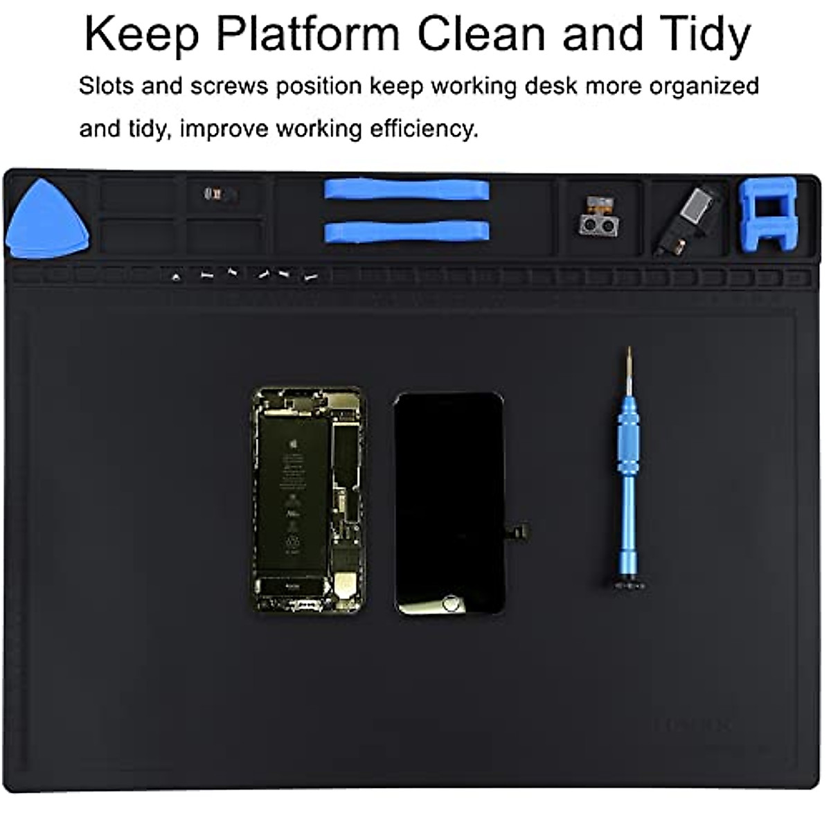 Premium Heat Resistant 932°F Anti Static Mat, HPFIX ESD Mat with Grounding Wire, Grounding Plug, and ESD Wristband, Silicone Soldering Repair Mat for Computer, PC Building, Eelectronics