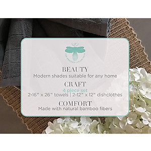 THE FIREFLY COLLECTION Kitchen Towel Set, 4pk - Lightweight, Ultra Absorbent Kitchen Towels Perfect for Your Wiping, Cleaning & Drying Needs with Soft, Sustainable Fibers - Granite Grey