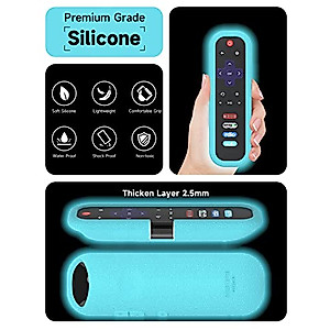Remote Case for Roku Smart TV RC280 RC282 URC280J XRC280J Remote Control Universal Replacement Lightweight Silicone Case Cover Sleeve Skin with Lanyard for Roku TV Remote(Glow in Dark-Blue)