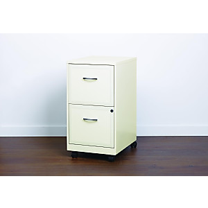 Space Solutions 18" 2 Drawer Mobile Smart Vertical File Cabinet Pearl White