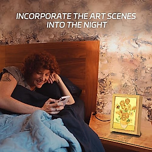 ESUE Idea Art Design Night Light for Kids or Family, Picture Desk Lamp, 8.6 inch Bedside Table Lamp, 3 Light Modes Dimmable Desktop LED for Living Room Home Office Gifts (VG-Sunflowers)