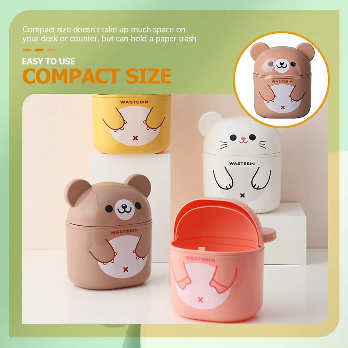 Zerodeko Desktop Trash Can Dorm Trash Can Office Trash Cans for Near Desk Mini Desk Trash Can Plastic Trash Can with Lid Tabletop Trash Can Desk Trash Can Mini Kawaii Trash Can Waste Basket