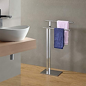 Kings Brand Furniture - Marinali Metal Freestanding Bathroom Towel Rack Stand, Chrome