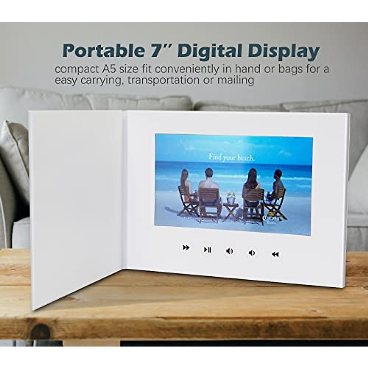 LuguLake 7" Video Greeting Card,Video Brochure for Father's Day Mother's Day, Christmas, Anniversary, Marketing Include 4G Memory and Rechargeable Battery LCD Screen Digital Brochures