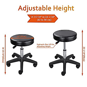 AW 3x Adjustable Tattoo Salon Stool PU Leather Hydraulic Rolling Chair Facial Massage Spa with Rotation Wheels