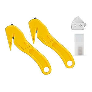 2 pack of Dual Blade Universal Package Opener,Safety Box Cutter Knife-Including Extra 10 Pieces Fast Change Blade, Cutting Blade, Box, Tape, Strap, Carton, Package, Envelope and Letter Opener