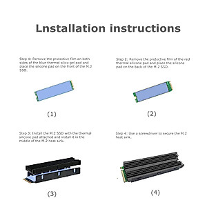 Voice on growth NVMe M.2 Aluminum Heatsink Cooler for 2280 M2 SSD Heat Sink with Silicone Thermal Pad (Black)