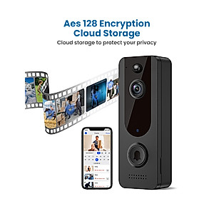 Aiwit Video Doorbell, Wireless Home Surveillance Camera Included Chime Ringer, AI Human Detection, Cloud Storage, 2-Way Audio, Night Vision, Battery Powered, Live View, Indoor/Outdoor Surveillance