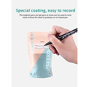 Breast Milk Storage Bags, 6.5-8 Ounces, Liquid Food Bags, Double-Layer self Sealing, Flat Storage, can Stand Upright After Filling.