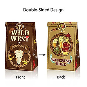 Kristin Paradise 12Pcs Western Cowboy Party Favor Bags, Texas Rodeo Theme Birthday Paper Goodie Gift Bags