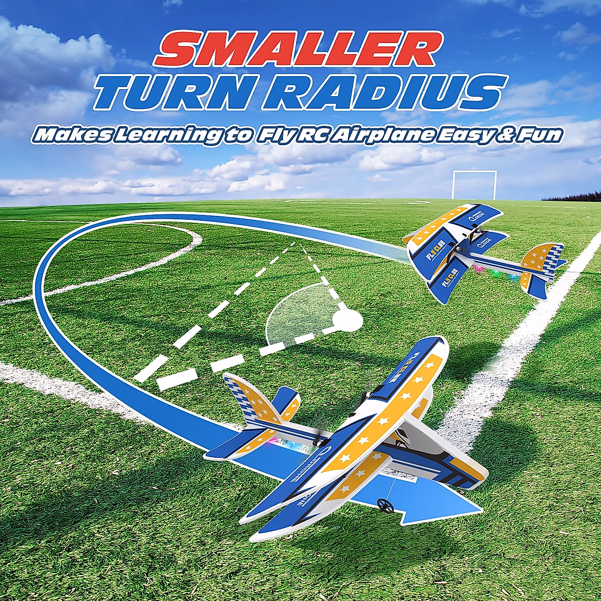 DEERC RC Plane, 2.4GHZ Remote Control Airplane W/ 3 Batteries & 6-axis Gyro Stabilizer, 2CH RTF RC Glider Toy for Beginners Kids Boys Girls Adults