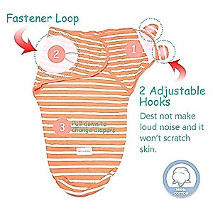 Hooyax Swaddle Blanket for Baby Boys and Girls, Cotton Swaddle Wrap Adjustable Sleep Sack for Newborn Baby, 3 Pack, Navy+Orange Stripe+Dinosaurs Small(0-3 Month)