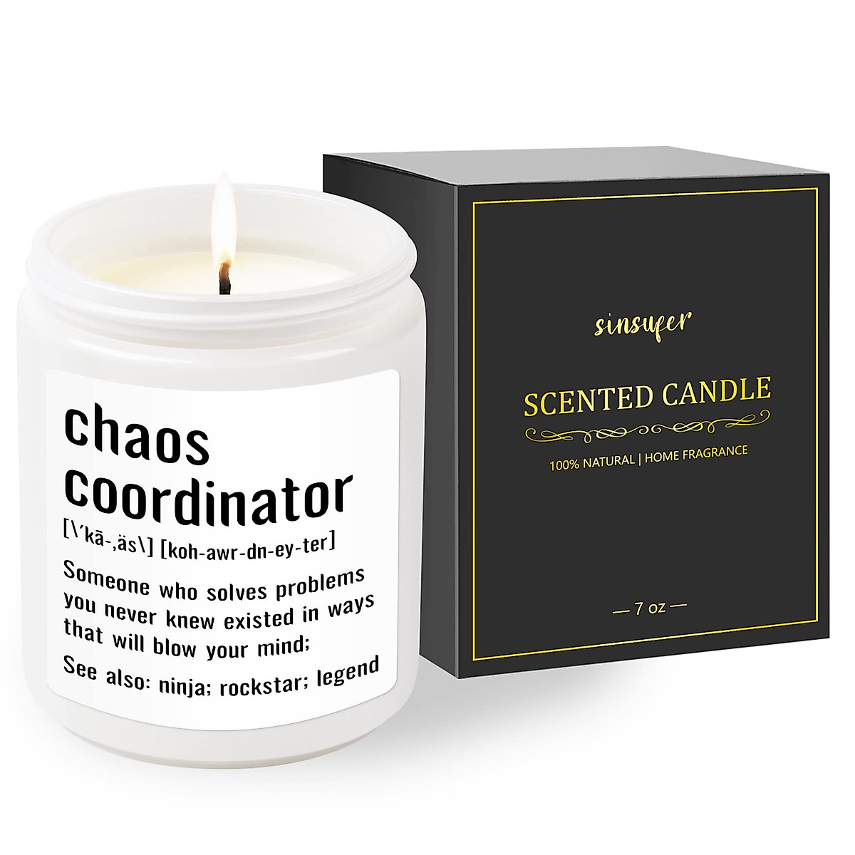 SINSUFUR Chaos Coordinator Gifts for Women Men, Appreciation Gifts for Coworker, Manager, Leader, Boss - Boss Lady Gifts for Women, 7oz Lavender Scented Candles