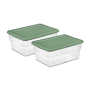 Sterilite Multipurpose 16 Quart Clear Plastic Storage Tote Container Bins with Opaque Lids for Home and Office Organization, (2 Pack)