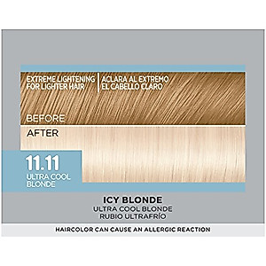 L'Oreal Paris Feria Multi-Faceted Shimmering Permanent Hair Color, 11.11 Icy Blonde (Ultra Cool Blonde), Pack of 1, Hair Dye