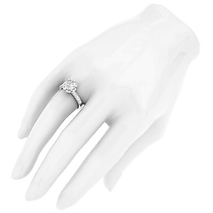 Sterling Silver Flower Style Halo 2CT Genuine Moissanite Engagement Ring Promise Bridal Ring For Women (10.5)