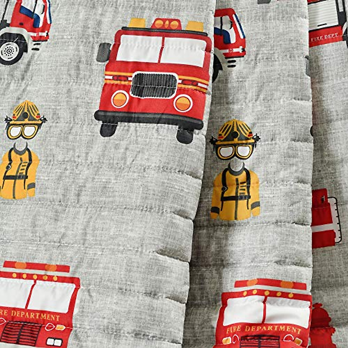 Make A Wish Fire Truck Red & Gray Reversible Print Throw Blanket