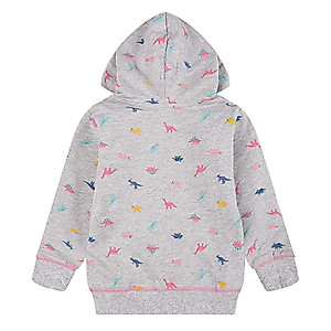 Popshion Toddler Girls Zip up Rainbow Sweatshirt Winter Jacket Long Sleeve Hooded Coats Dino Shirt Fall Clothes Tops Christmas Kids Dinosaur Hoodies 5t