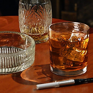 Futtumy Cat Dad Gifts, World's Best Cat Dad Ever Whiskey Glass, Cat Dad Gift for Fathers Day Birthday Christmas, Cat Dad Whiskey Glass for Dad Father Cat Dad Stepdad Bonus Dad Men Cat Lover, 10oz