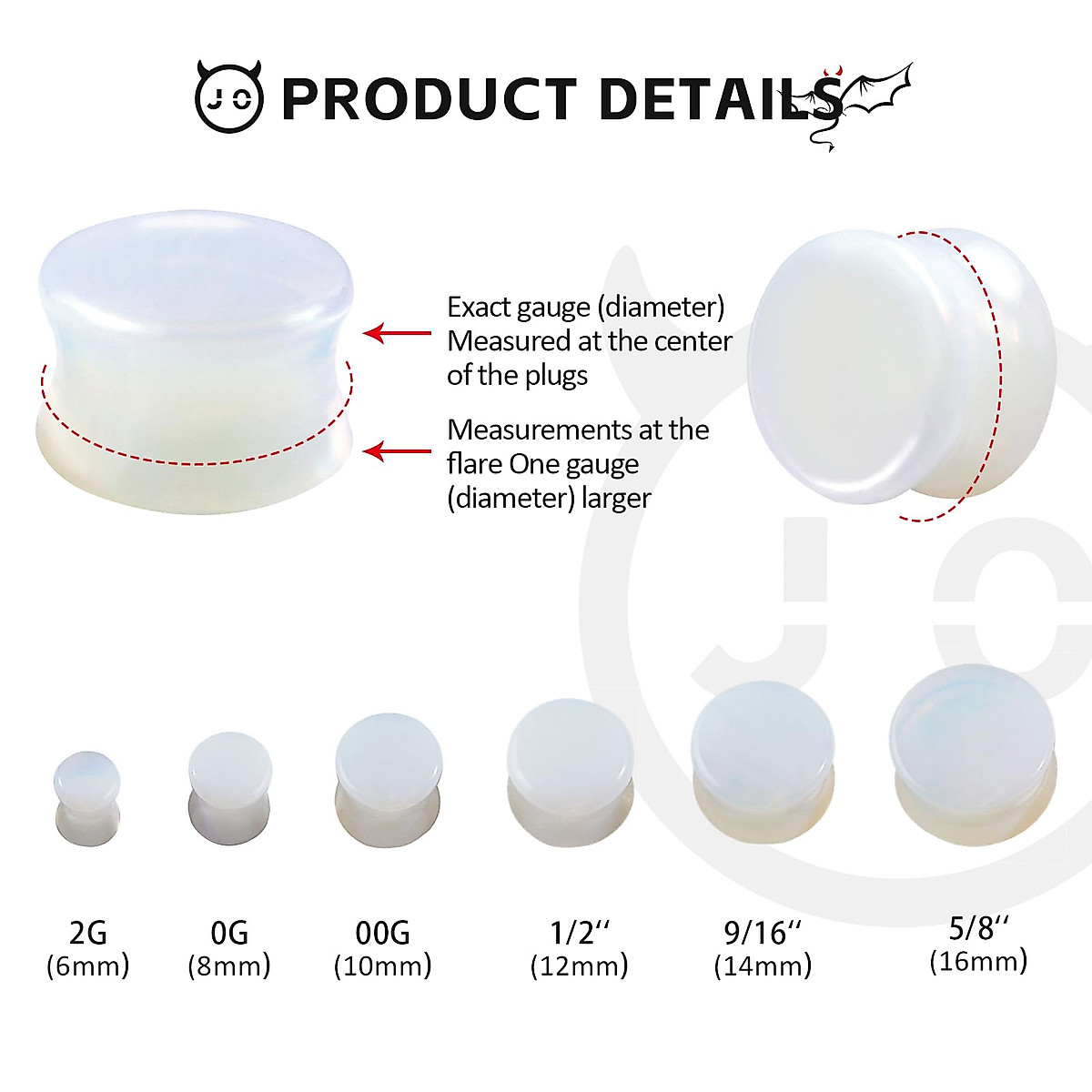 JOYTOYOU 8 Pairs Ear Tunnels Ear Plugs Silicone & Stone Ear Gauges Double Flare Soft Silicone Ear Expander Stretchers Piercing Jewelry 2G 6MMM