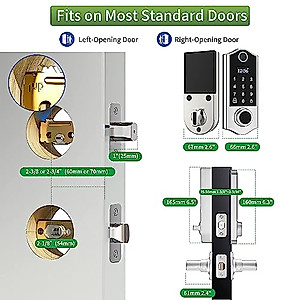 Harfo Fingerprint Door Lock with 2 Lever Handles, Smart Door Lock, Keyless Entry Door Lock, Door Locks with Keypads, Front Door Lock Set, Keypad Door Lock with Handle (Satin Nickel)
