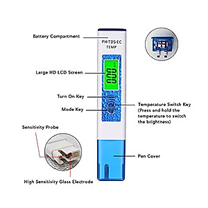 TDS Meter, Digital Display Water Quality Meter Wide Test Range High Accuracy for Aquarium