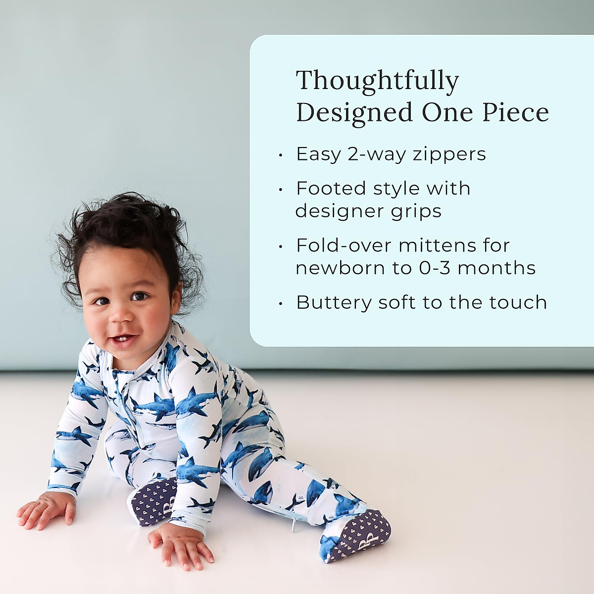 Posh Peanut Viscose from Bamboo Baby Pajamas & 2 Way Zipper Sleepers with Designer Footie Grips - All-Day Baby Clothes or PJs (6-9 Months) Safari Animals